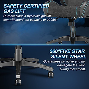 KARNOX Legend Gaming Chair Ergonomic Office Desk Chair Racing PC Chair High-Back Executive Chair with Adjustable Headrest and Lumbar Support 360 Degree Swivel Recling Computer Chair Cloth Dark Grey