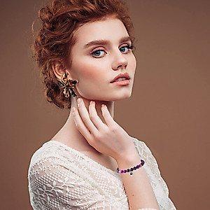 SINCSEFK To My Mother Bracelets,Natural Amethyst Bracelet with Heart Charm,Gifts for Mom from Daughter/Son Mothers Day Anniversary Birthday Christmas