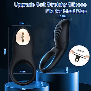Erocome Vibrating Cock Ring Male Sex Toys with Clitoral Stimulator,Penis Ring Vibrator with 8 Vibration Modes Waterproof Rechargeable Cock Ring Vibrator Adult Sex Toys for Couples Male Masturbator