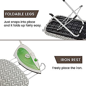 STORAGE MANIAC Tabletop Ironing Board with Iron Rest, Portable Ironing Board with Cover and Pad, Compact Space Saving Foldable Countertop Ironing Board for Home Supply, Dorm, Travel - Maze