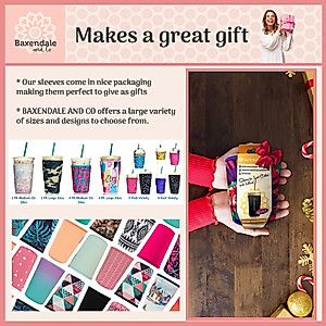 Baxendale Iced Coffee Sleeve for Cold Drink Cups - 2 Pack Neoprene Iced Coffee Sleeve Cup Sleeves for Cold Drinks, Reusable Compatible with Starbucks Dunkin - Large 32oz (Peach & Mint Textured)