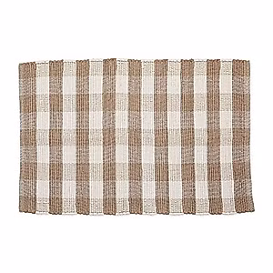 DII Buffalo Check Rug Collection, Hand Dyed Reversible Chindi Rug, 26x40, Stone/Cream