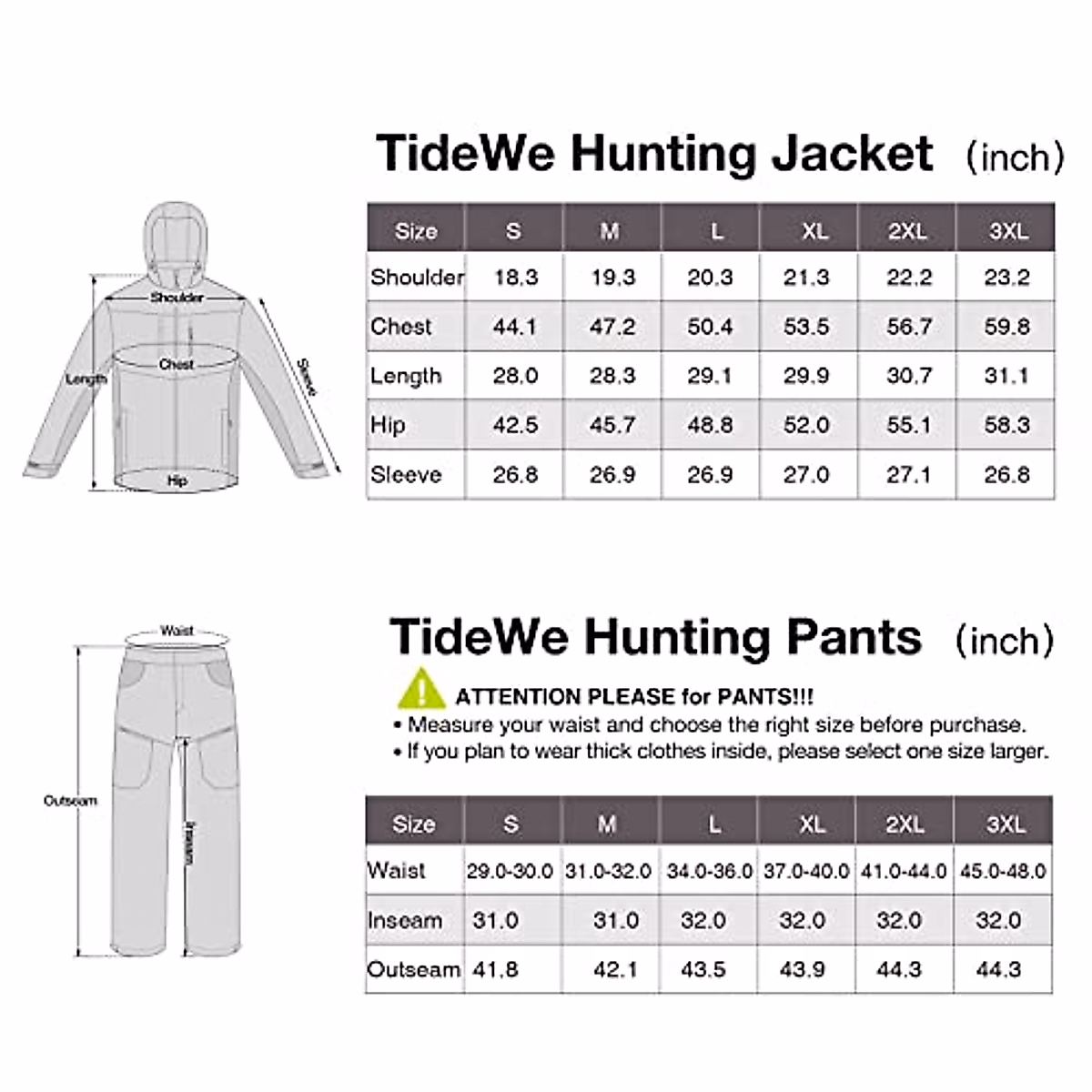 TIDEWE Hunting Clothes for Men with Fleece Lining, Safety Strap Compatible Water Resistant Silent Jacket and Pants, Hunting Suit for Climbing Hiking Trekking Camping (Next Camo G2 Size L)