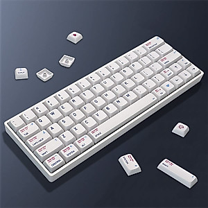 Hkfos PBT Keycaps 134 Keys, XDA Profile Keycaps, Dye-Sublimation White Custom Keycaps for Cherry Gateron MX Switches Mechanical Keyboards(with 1.75U Shift)