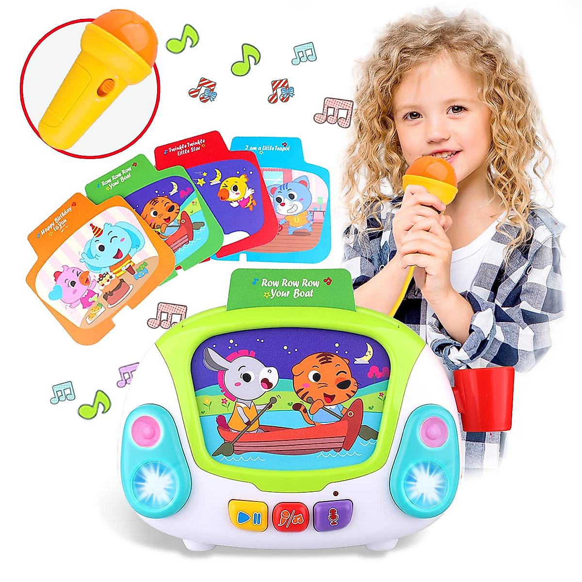 Kidpal Music Toys for Toddlers, Karaoke Jukebox with Microphone for Kids 2 3 4 Year Old Girls and Boys, Baby Musical Toys With Singing Recording & Voice Changing Function Musical Player Gift for Xmas1
