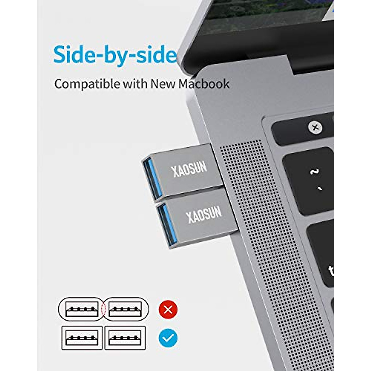 XAOSUN [10Gbps] USB C to USB Adapter (2 Pack), 3.1 USB C to USB A Adapter, Support Superfast Data Sync(OTG) & Fast Charging, Fit for MacBook Pro, MacBook Air, iPad Pro, Galaxy, Moto, Nintendo Switch