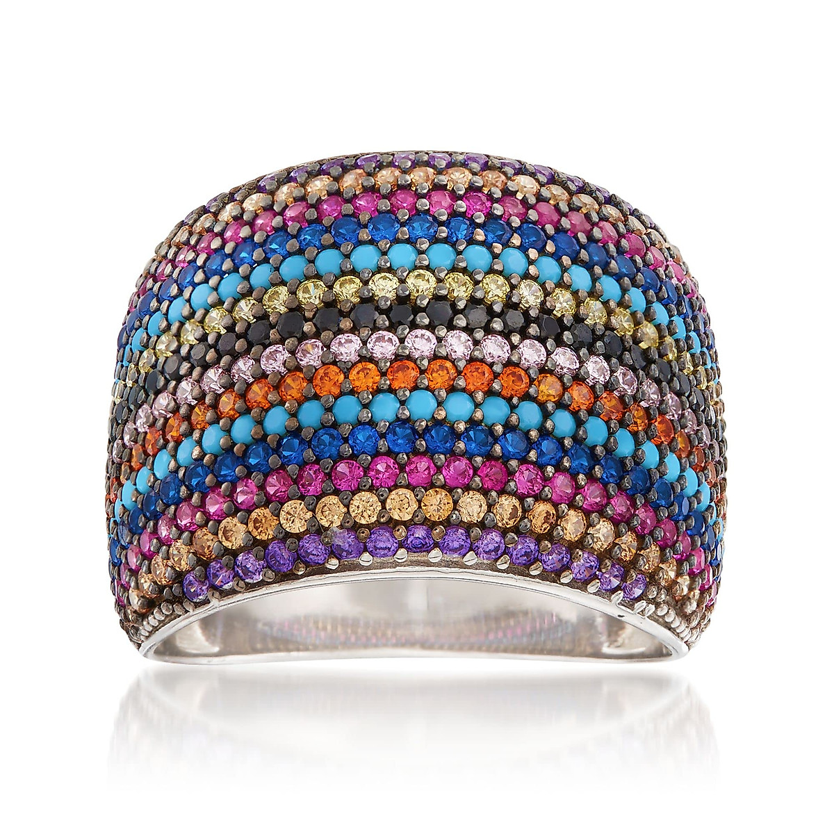 Ross-Simons Multicolored CZ Ring in Sterling Silver. Size 7