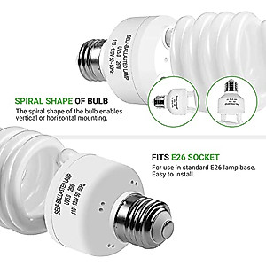 Simple Deluxe Reptile Compact Fluorescent Lamp Light Bulb for Rainforest Tropical Terrarium, Lizard, Turtle, UVB 5.0, 26W,White