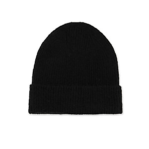 Moss Rose Beanie Hat for Men Women Cuffed Chunky Plain Skull Hats Unisex Winter Warm Knit Cap Womens Soft Beanies Black
