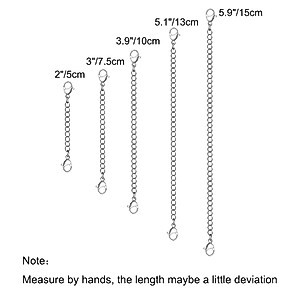 5Pcs Silver Stainless Steel Necklace Extender Chain Links Silver Lobster Necklace Extenders for Necklaces Bracelet Anklet Stainless Steel Chain Extenders for Jewelry Making (2in 3in 4in 5in 6in)