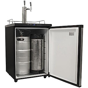 EdgeStar KC3000SSTWIN Full Size Dual Tap Kegerator with Digital Display - Black and Stainless Steel