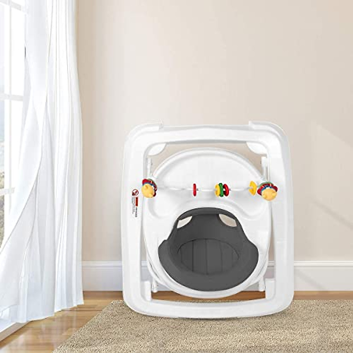 INFANS Foldable Baby Walker, Toddler Activity Walker Helper with Adjustable Height, Safety Belt, High Back Padded Seat for Kids Boys and Girls (Gray)