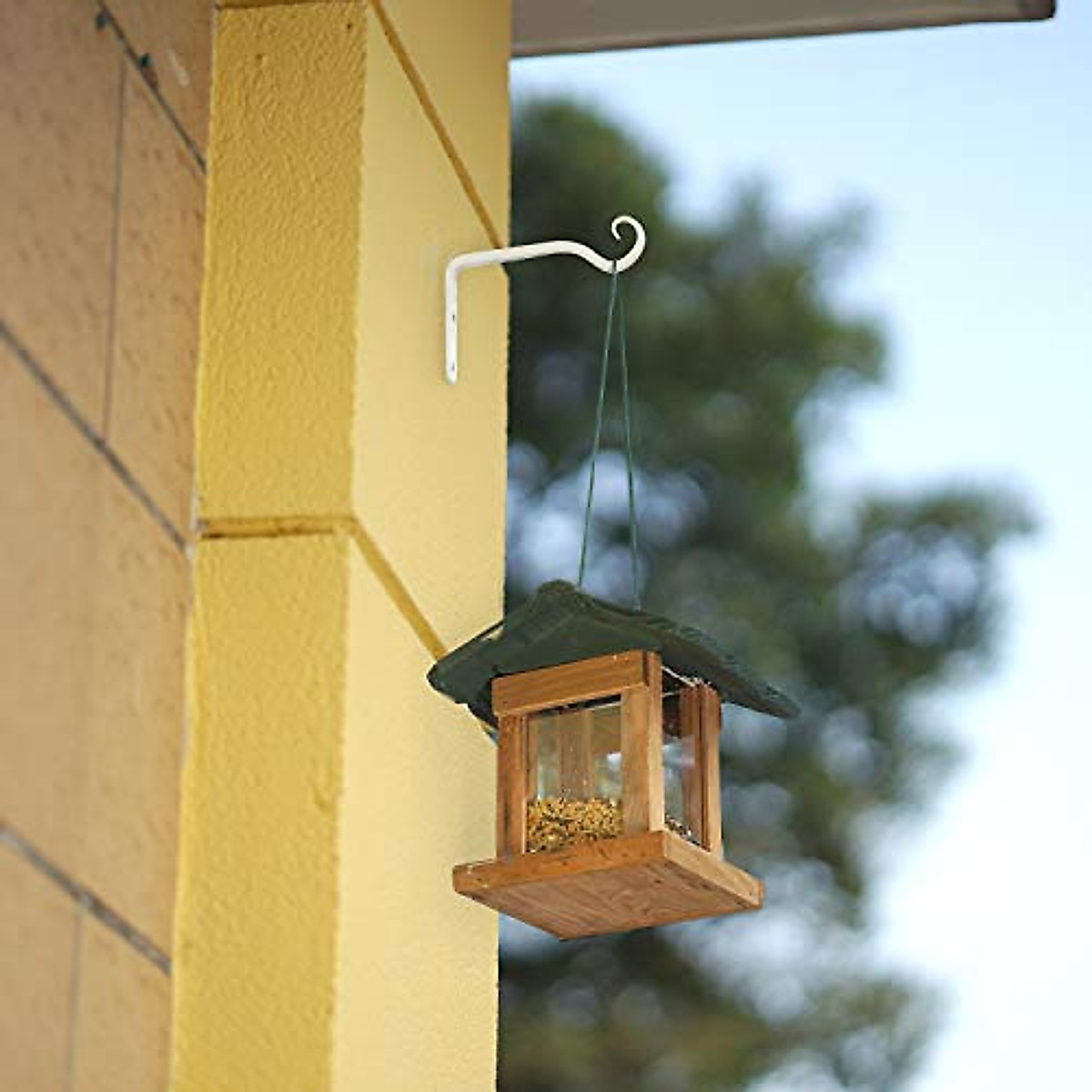 Mkono Hanging Plant Bracket 6 inch Metal Wall Plant Hook Decorative Plant Hanger for Bird Feeders, Planters, Lanterns, Wind Chimes, Home Decor Indoor Outdoor 2 Pack, White