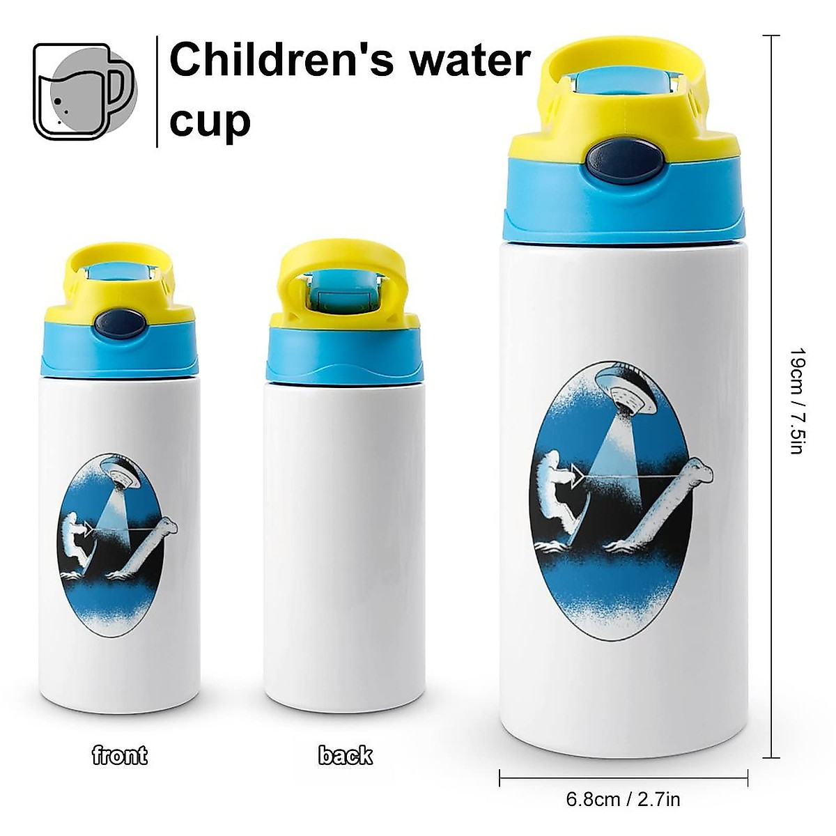 Bigfoot Water Ski with Loch Ness Insulation Water Bottle with Lid Insulated Stainless Steel Tumbler Double Wall Office Home Cup