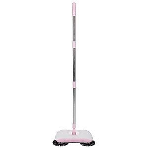 Household Hand Push Sweeper Sweeping Machine Mop Broom Dustpan Floor Cleaning Tools with Large Capacity Dust Box for Home (Pink)