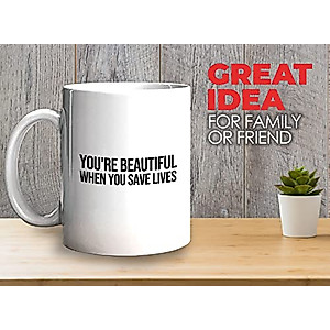 Bubble Hugs Nurse Coffee Mug 11oz White - You're Beautiful - Labor Clinical Certified Nursing Assistant Surgical Emergency Oncology Practitioner