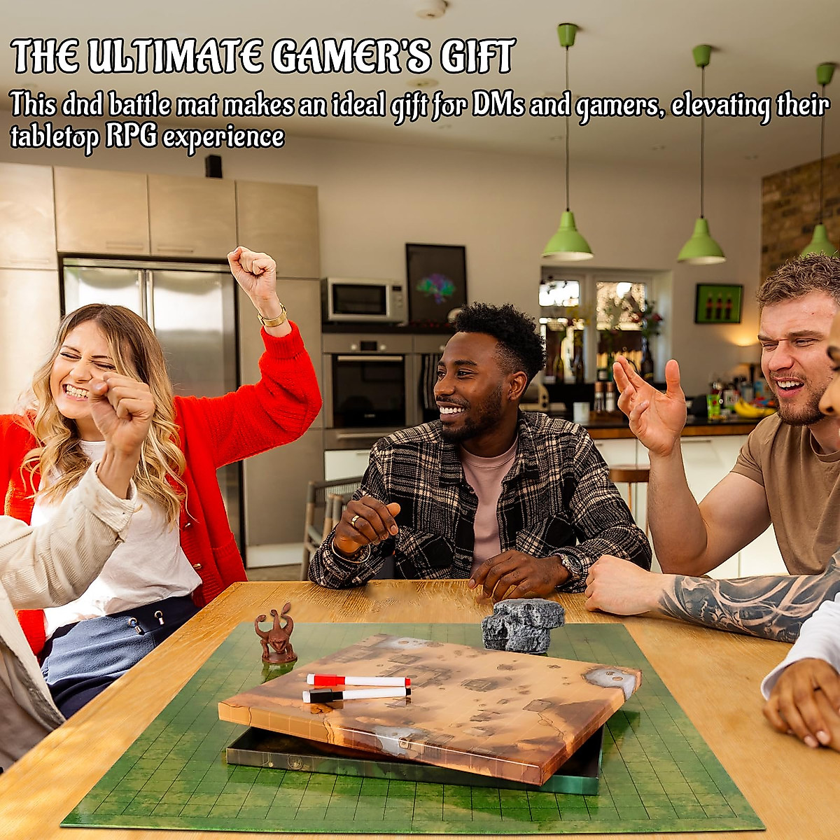 CZYY DND Foldable Mat Dry Erase TTRPG Map Grassland & Desert Two-Sided Cardboard Terrain 27x23 Inches with Square Grid - Portable, Reusable Game Board for D&D, Pathfinder and Tabletop RPGs (Style A)