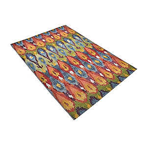 Unique Loom Outdoor Modern Collection Area Rug - Ikat (4' 1" x 6' 1" Rectangle, Multi/ Burgundy)