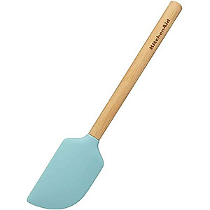 KitchenAid Universal Bamboo Handle Scraper Spatula, 11-Inch, Aqua