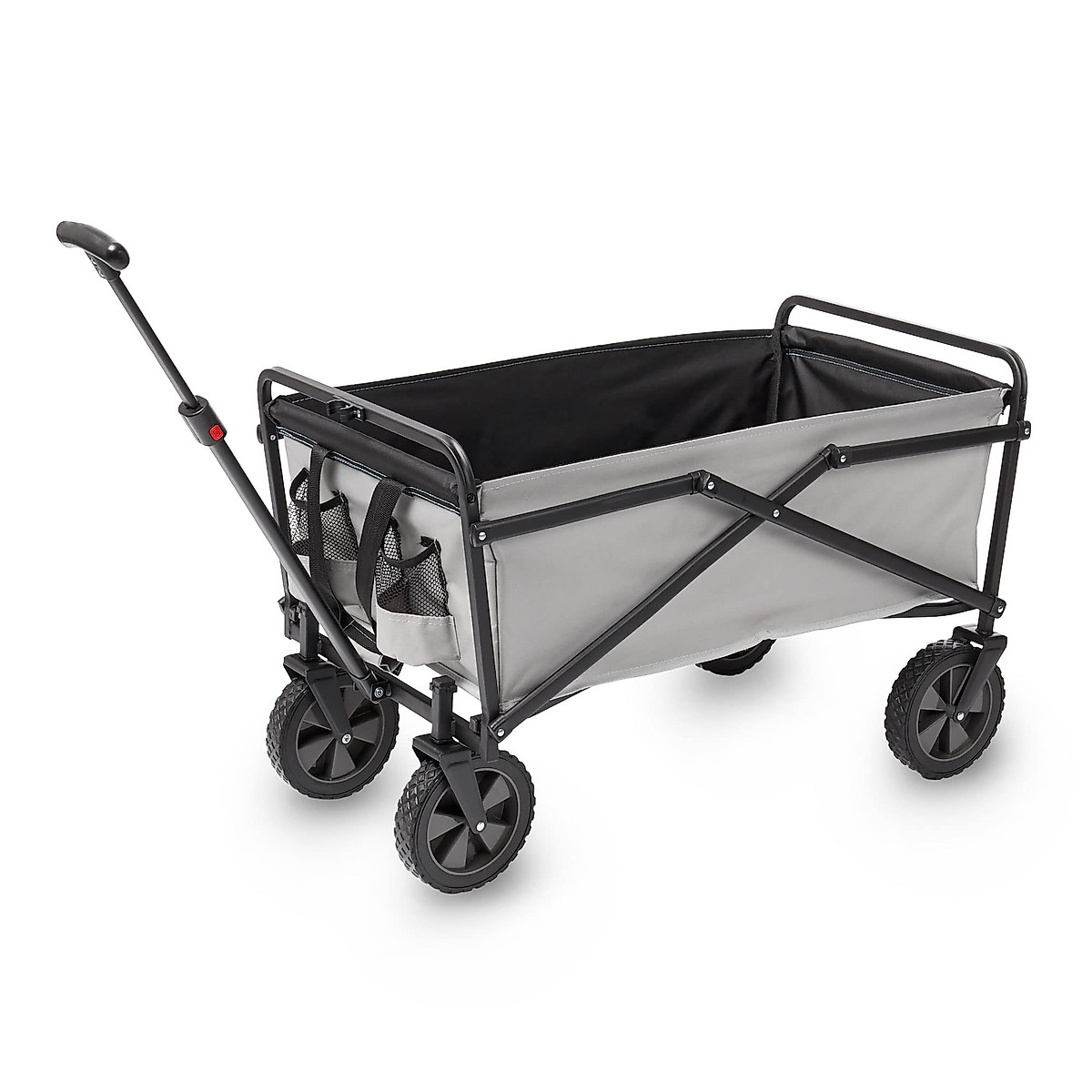 Seina Heavy Duty Steel Compact Collapsible Folding Outdoor Portable Utility Cart Wagon w/All Terrain Rubber Wheels and 150 Pound Capacity, Gray/Black