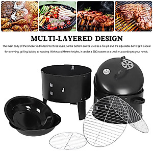 Artudatech 3-in-1 Detachable Vertical Charcoal Smoker Portable BBQ Smoker Grill