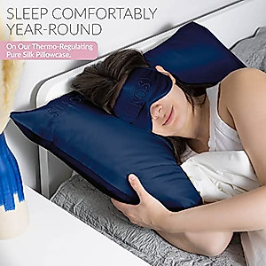 Mulberry Silk Pillowcase for Hair and Skin with Hidden Zipper, 22 Momme 100% Real Silk Pillow Case with Sleep Mask, Premium Grade 6A Silk Promotes Soft Skin, 900 Thread Count