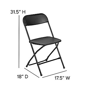 Flash Furniture Hercules Plastic Folding Chair - Black (10 Pack) | Lightweight, Durable, and Comfortable Event Chair | 650LB Weight Capacity
