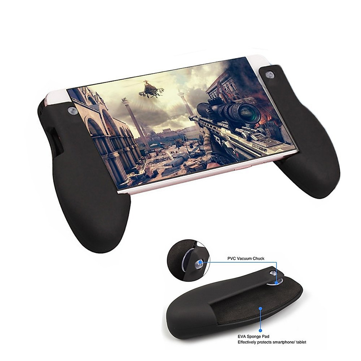 iPad /Android Tablet /SmartPhone Game Controller, Mobile Phone Gamepad Holder Mobile Game Grip Mobile Gamepad Joystick Game Clutch for 4~12.9 In Equipment(black)