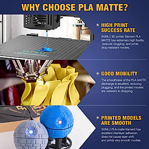 SUNLU 3D Printer Filament PLA Matte 1.75mm, Neatly Wound Filament, Smooth Matte Finish, Print with 99% FDM 3D Printers, 1kg Spool (2.2lbs), 330 Meters, Matte Purple