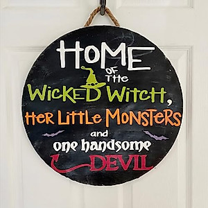 Round Vintage Tin Sign Halloween Decorations • Wicked Witch Signs • Fall Decorations • Wall Art • Fall Signs • Home Decor • Door Hangings • Halloween Signs Porch Hanging Decoration Home Decor 6x6inch