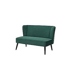 A&D Home 52.3” Manhattan Mid-Century Modern Velvet Armless Loveseat Sofa Chair with Wood Legs, Green