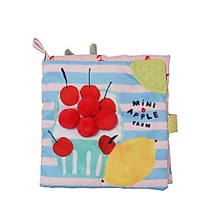 Manhattan Toy Mini-Apple Farm Soft Activity Crinkle Book for Baby & Toddler with Discovery Mirror and Textured Teether Multicolor