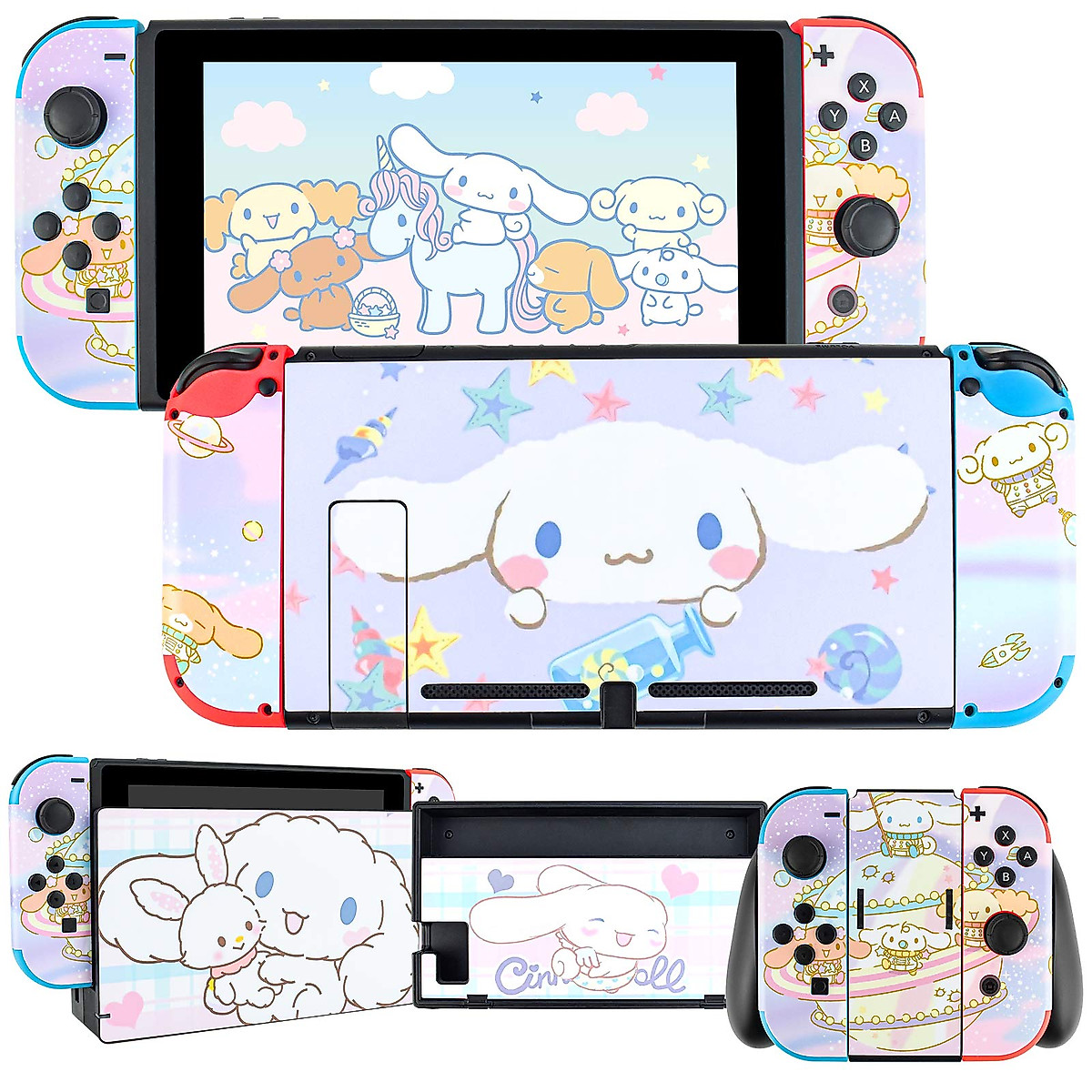 DLseego Switch Skin Sticker Pretty Pattern Full Wrap Skin Protective Film Sticker Design for Switch-Purple