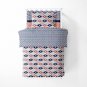 Bacati - Emma Aztec Coral/Mint/Navy 4 pc Toddler Bedding Set