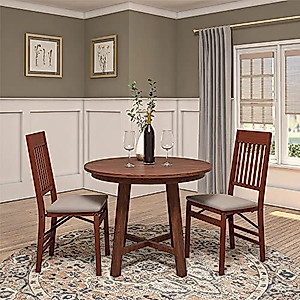 CoscoProducts COSCO Mission Back Solid Wood Folding Chair with Thick Fabric Padded, Walnut, 2-Pack, Triple Braced with Locking Mechanism, for Everyday Dining or Extra Seating