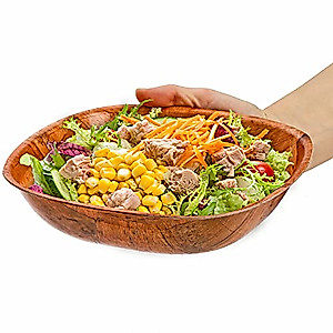 Elsjoy 8 Pack 8 Inch Wooden Woven Salad Bowl, Reusable Square Serving Bowl Woven Wood Mixing Bowl Set, Unbreakable Snack Bowls for Salad, Fruits, Snacks
