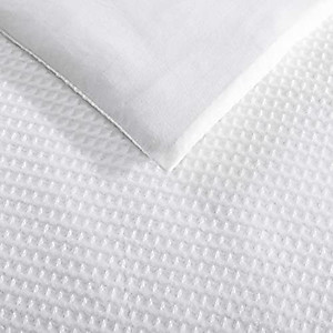 Vera Wang - Queen Comforter Set, Luxury Cotton Bedding with Matching Shams, Medium Weight & Ideal for All Seasons (Waffle Pique Queen, White)