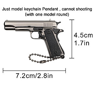 1911 Keychain Metal Mini Tactical Key chain Tiny Pendant for Ornament Collection Gift for Men Army Fan (Pewter)