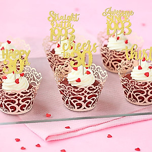 30 Pack 30th Birthday Cupcake Toppers Glitter Straight Outta 1993 Happy 30th Thirty Awesome Since 1993 Cupcake Picks 30 Fabulous Cake Decorations for 30th Birthday Wedding Anniversary Party Gold