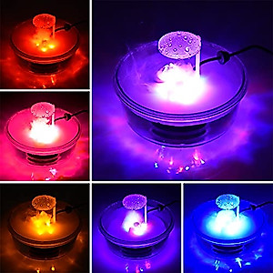 Thaisu Halloween Party Mist Maker, Halloween Witch Cauldron Fog Maker with 12 LED Lights,Water Fountain Pond Fog Atomizer,Halloween Party Prop Decorations (Zinc Alloy)