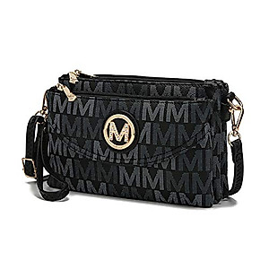 MKF Crossbody Bag for Women – Adjustable Shoulder Strap – PU Leather Small Wristlet Purse, Triple Compartment Handbag…