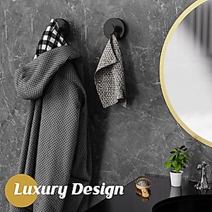 MOTAIPEAK Suction Cup Hooks for Shower,2Pcs Shower Hooks for Inside Shower,No Drill Towel Hooks for Bathroom Wall,Kitchen,Glass,Mirror,Tile to Hang Towels,Robes,Loofah-Black