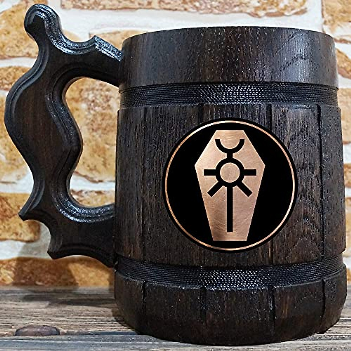 Necrons Beer Mug, Wooden Beer Stein, Gamer Gift, Personalized Beer Stein, 40K Tankard, Custom Gift for Men, Gift for Him