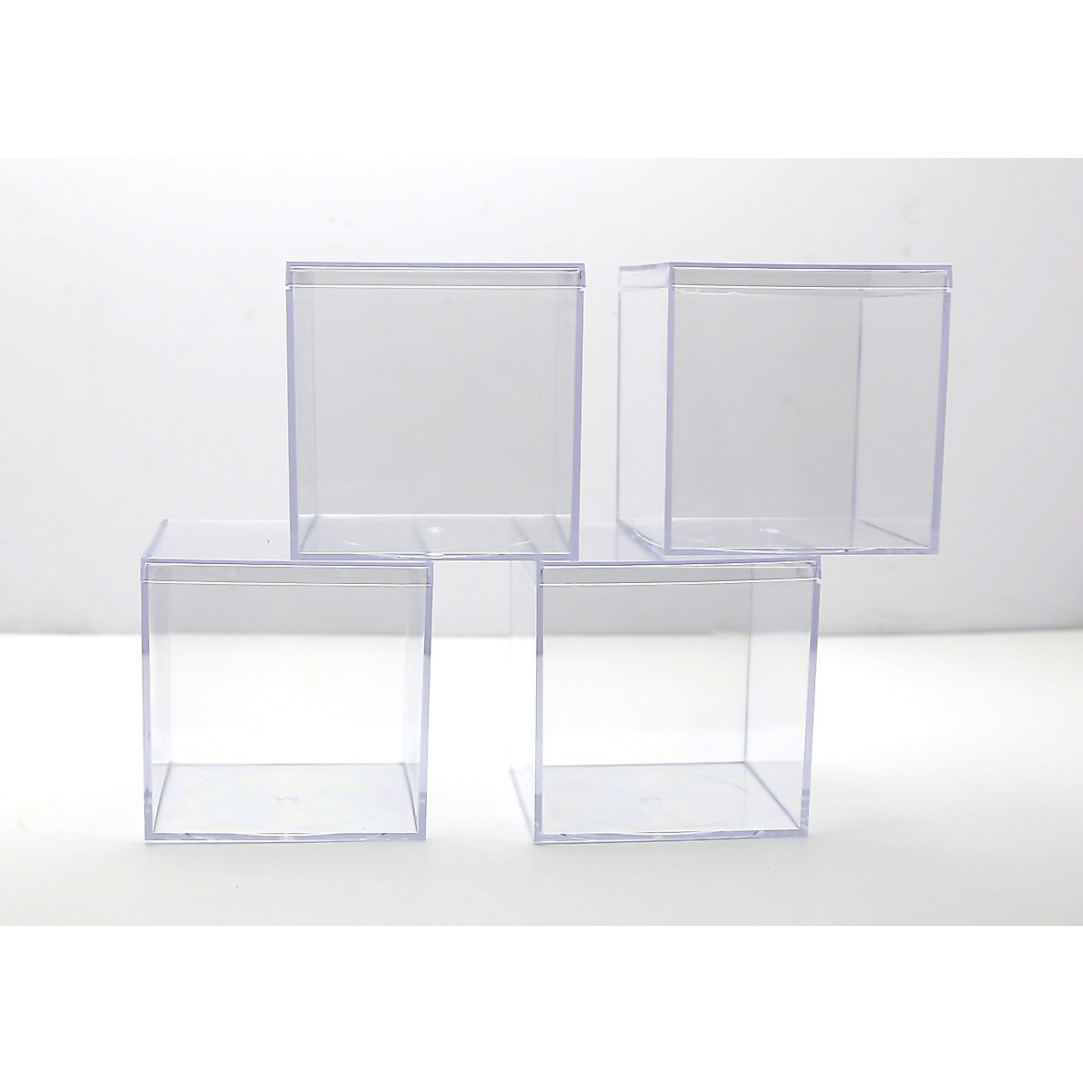 Clear Plastic Box Cube - 4" Square X 4" Tall - 4 Pieces Per Pack (4)