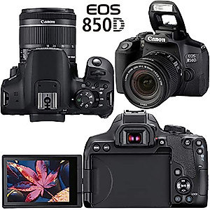 Canon Camera EOS 850D 24.1 MP 4K24p DSLR Camera with EF-S18-55mm f/4-5.6 is STM Zoom Lens + 2X 32GB Memory Cards + Gadget Bag + Flexible Tripod + PremGear Accessory Bundle Kit (Renewed)