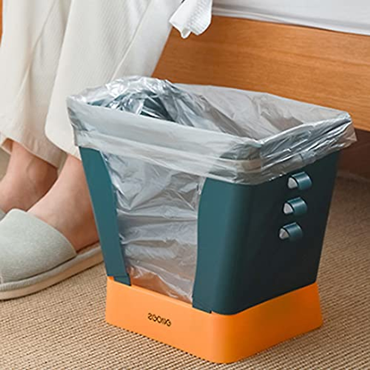 Asitp Plastic Small Trash Can, 9-Gear Adjustable Size Multifunction Garbage Can, Detachable Design Trash Bags Holder for Home, Office and Outdoor, Garbage Bag Not Fall Off