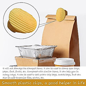 Novania Chip Bag Clips, Plastic Food Clips Snack Bag Sealing Clips Refrigerator Bag Clips Bread Bag Sealer Paper File Clamps Binder Clips Hanger Clips for Kitchen Office Storage (#002)