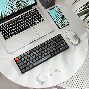 Keychron K6 Hot Swappable Wireless Bluetooth 5.1/Wired Mechanical Gaming Keyboard, 65% Compact 68-Key RGB LED Backlight/Gateron Red Switch/Rechargeable Battery for Mac Windows