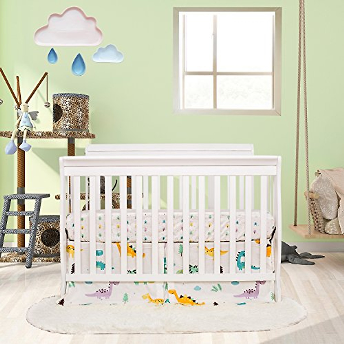 Brandream Dinosaur Crib Bedding Set 3-Piece Babay Boy Nursery Set Woodland Theme | Includes Baby Blanket, Crib Sheet, Crib Bed Skirt