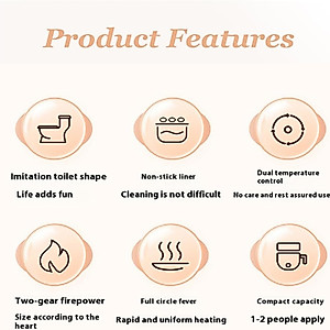 Generic Funny Rice Cooker Non-Stick Multi Cooker Toilet-Shaped Electric Cooking Pot For Stir Fry, Steak, Noodles, Soup Portable Hot Pot For Dorm, Office, Travel,toilet crock pot, white